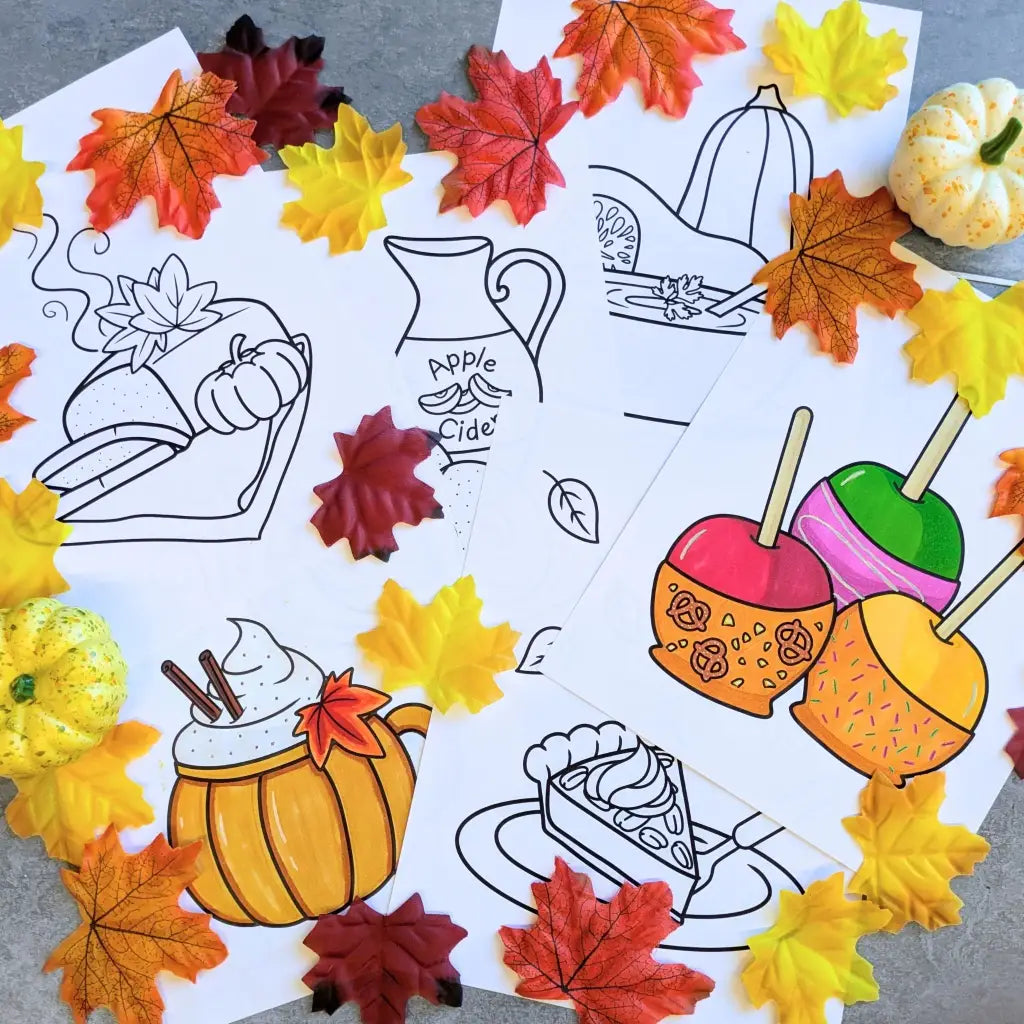 Fall Foods Coloring Pages – Cozy Autumn Printable PDF by Room for Calm